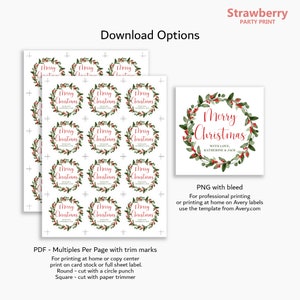 Editable Christmas Gift Tags Stickers Round Labels Holiday Favor Tag ...