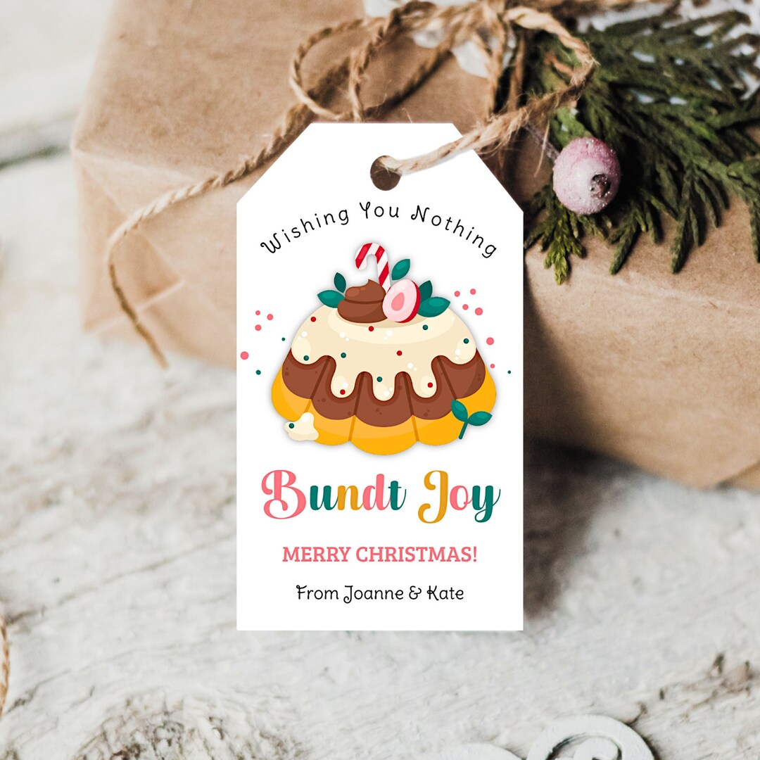 Editable Holiday Bundt Cake Gift Tag Christmas Gift Tag Wish You ...
