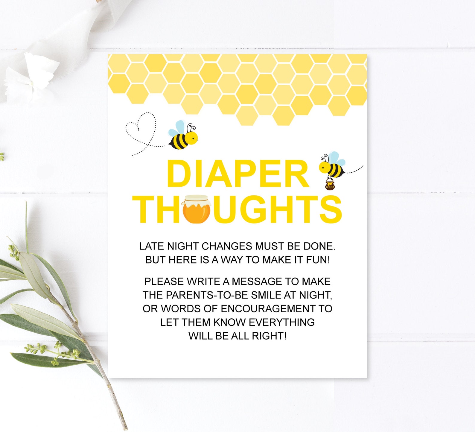 Diaper Thoughts Sign Bumble Bee Baby Shower Late Night Diapers - Etsy