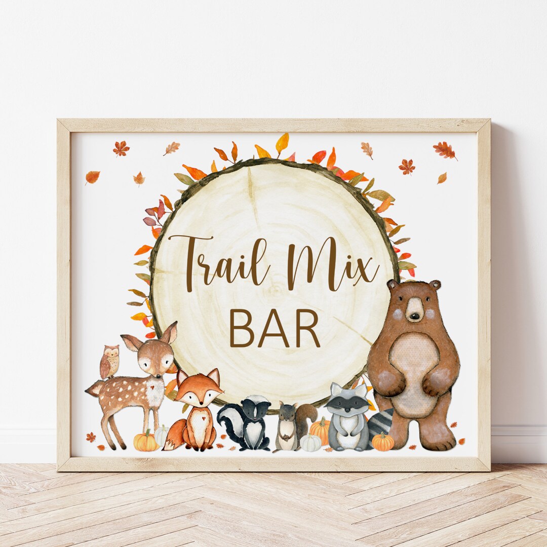Fall Woodland Trail Mix Bar Sign Woodland Baby Shower Autumn Fall Baby ...