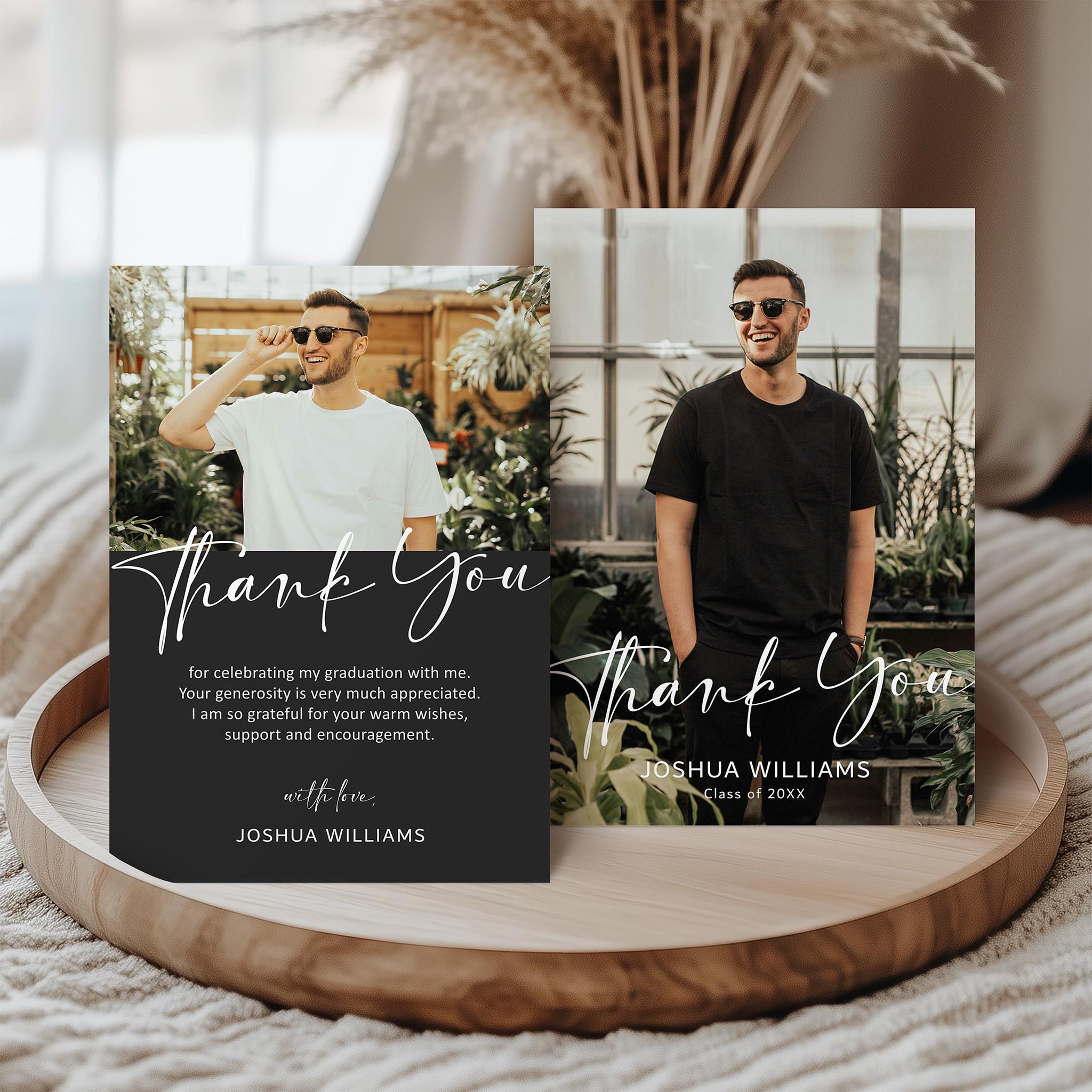 Editable Graduation Thank You Card Photo Grad Thank You Postcard ...