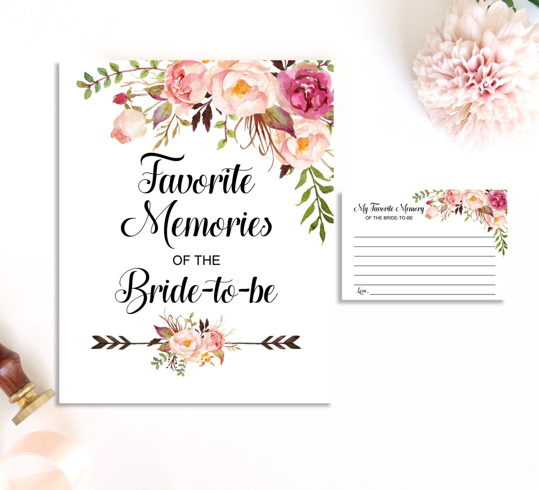 Favorite Memory With Bride Pink Floral Boho Bridal Shower Share Your ...