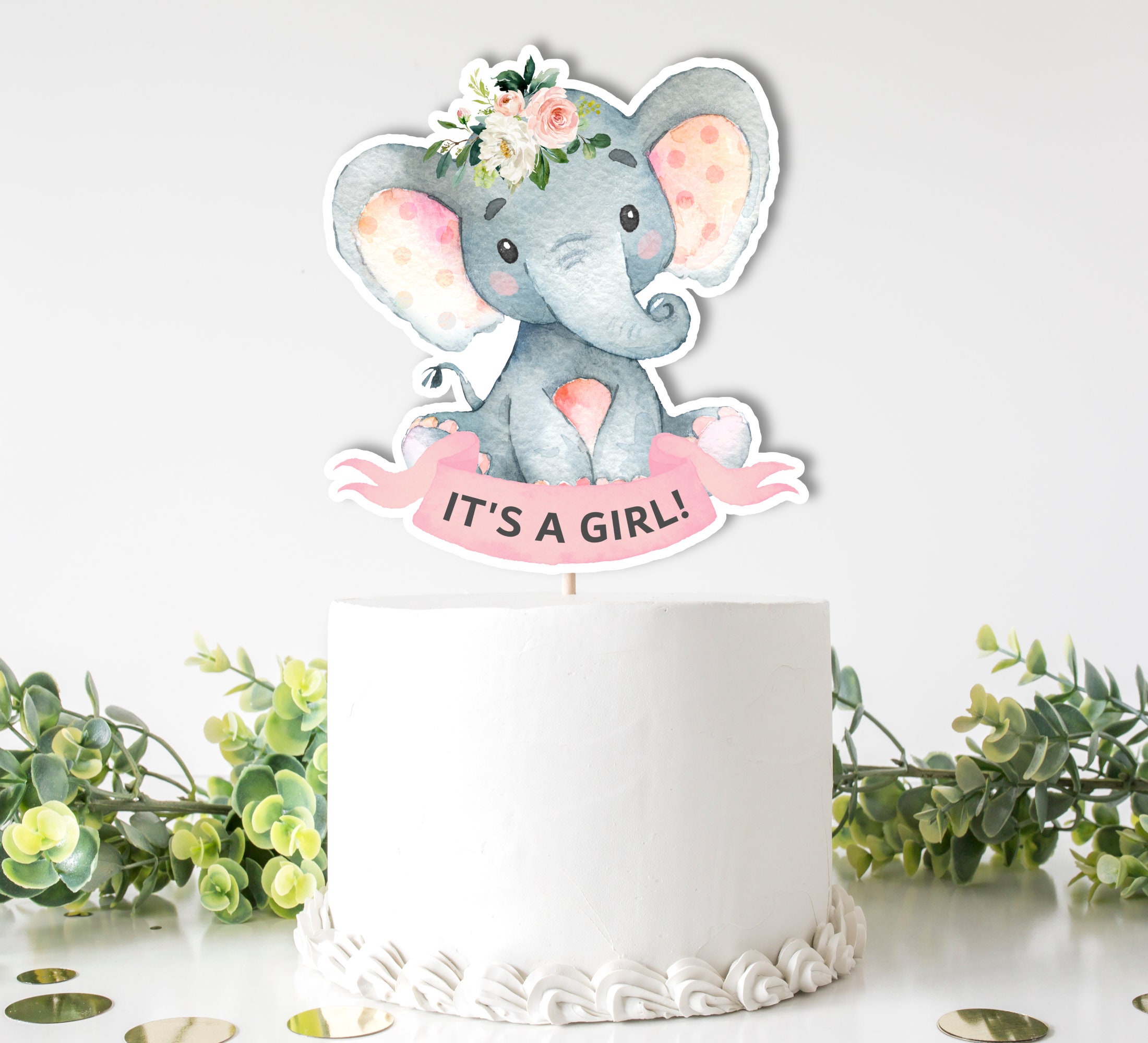 PRINTABLE Elephant Centerpieces Pink Elephant Cake Topper - Etsy