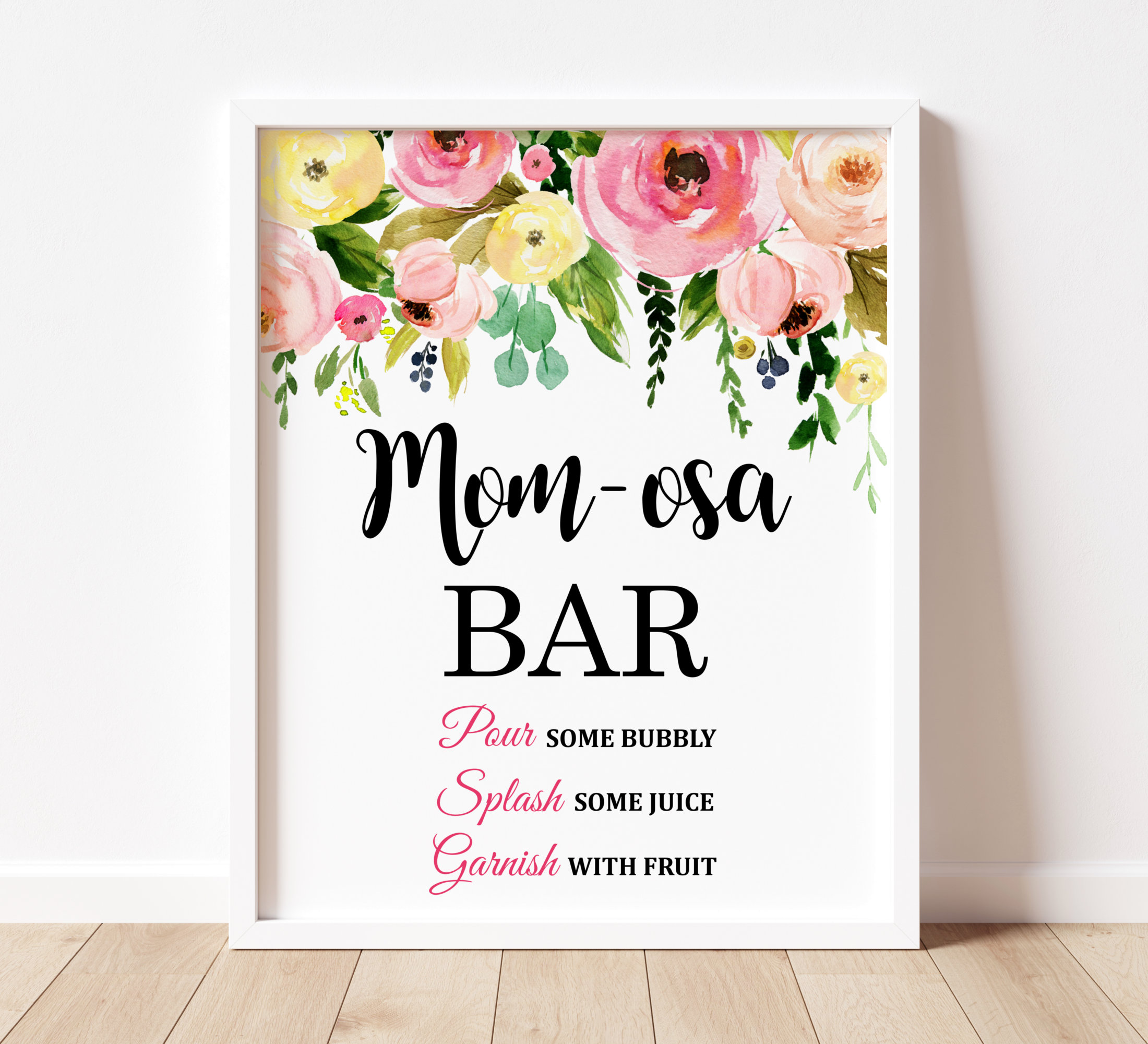 Mom-osa Bar Sign Momosa Bar Sign Baby Shower Mimosa Bar Table Sign ...