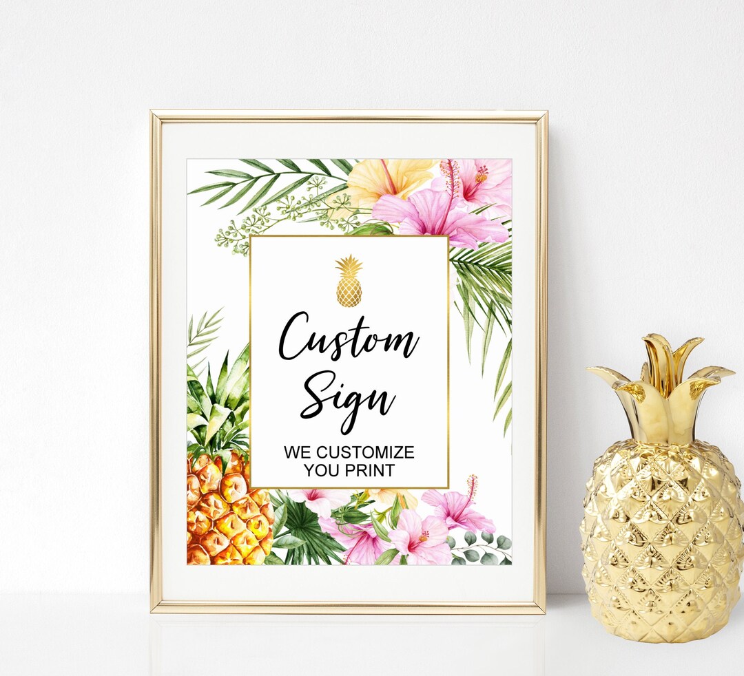 Custom Tropical Table Sign Printable Floral Luau Hawaiian Wedding ...