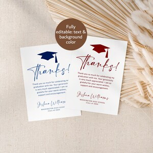 Editable Graduation Thank You Card Photo Thank You Card Postcard ...