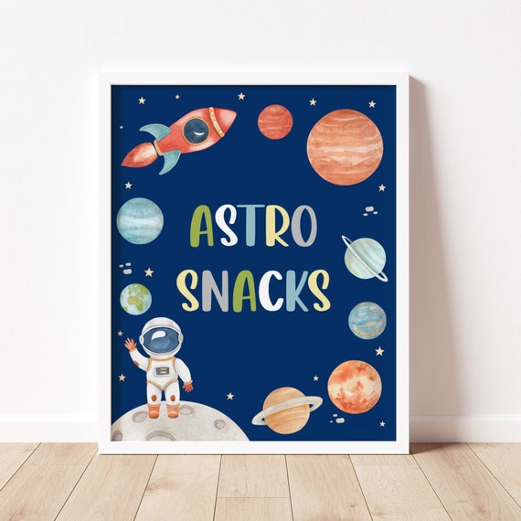 Outer Space Astro Snacks Sign Space Birthday Galaxy Birthday Party ...
