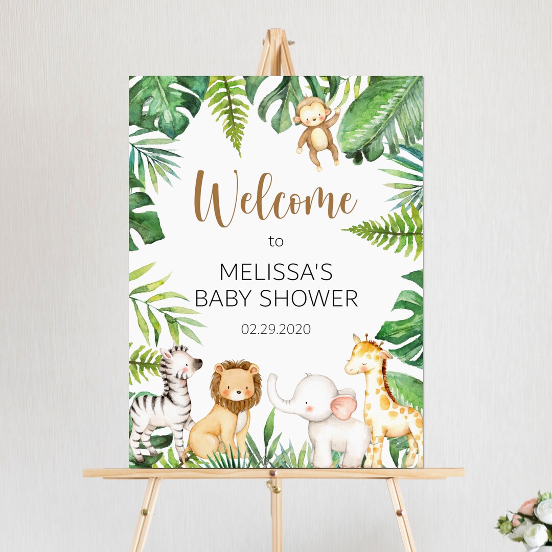 CUSTOM Jungle Welcome Sign Safari Welcome Sign Baby Shower Sign Jungle ...