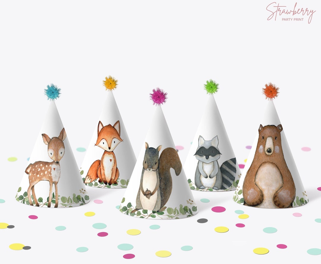 PRINTABLE Party Hats Woodland Animals Forest Party Woodland Birthday ...