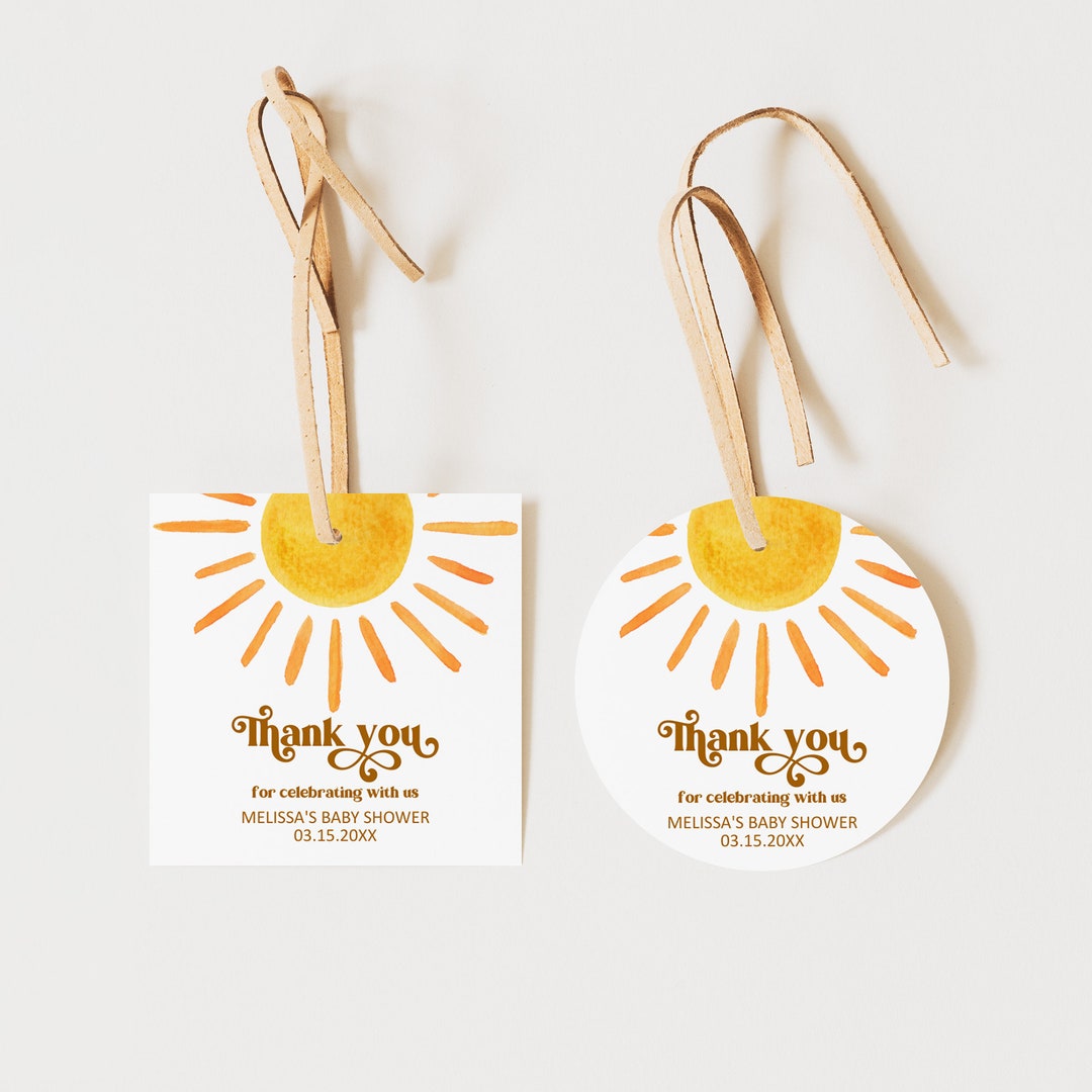 Editable Sun Baby Shower Favor Tags Sun Birthday Thank You Tag Boho ...