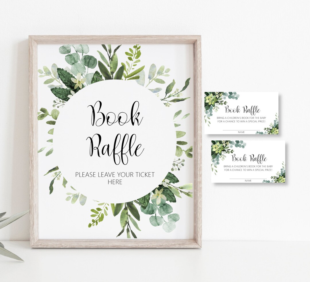 Book Raffle Tickets & Sign Succulent Greenery Baby Shower Game - Etsy