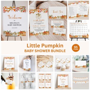 Editable Pumpkin Fall Baby Shower Water Bottle Label Fall Party Bottle ...