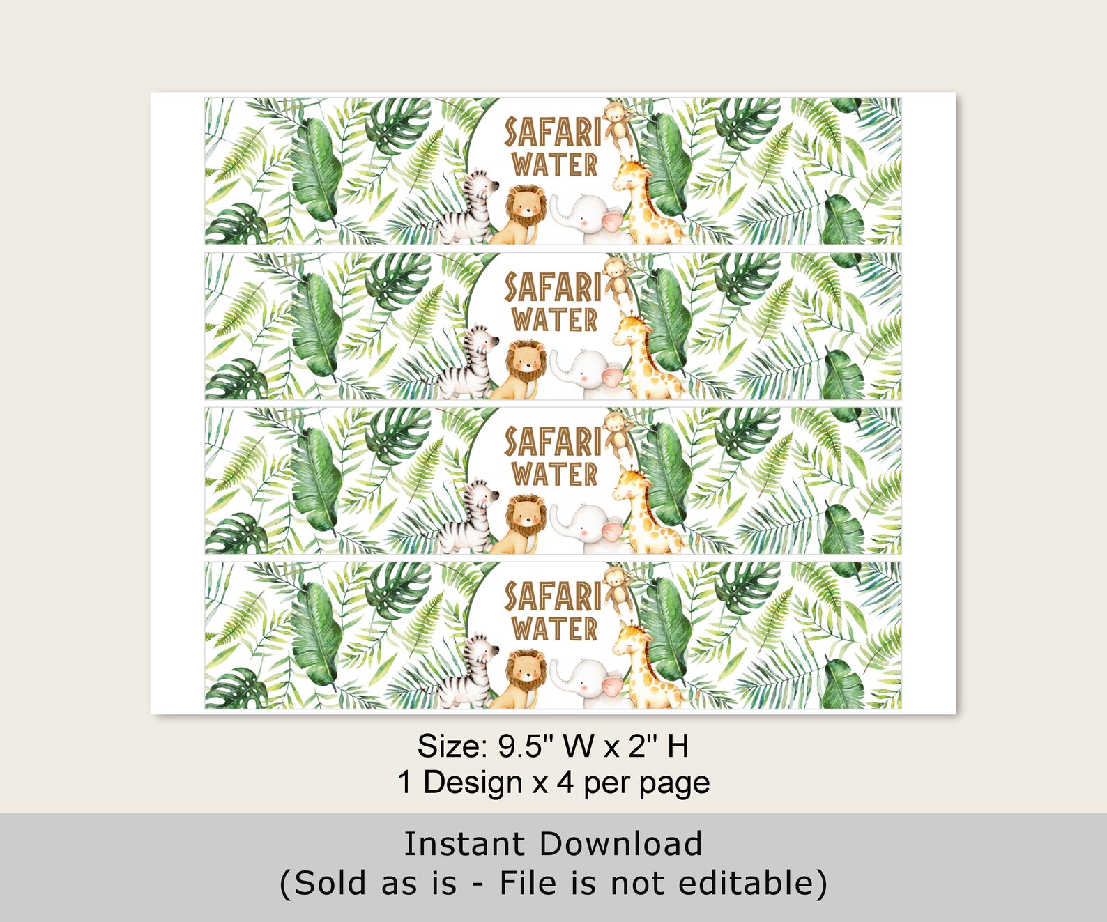 Safari Water Labels Safari Birthday Safari Animals Baby Shower - Etsy ...
