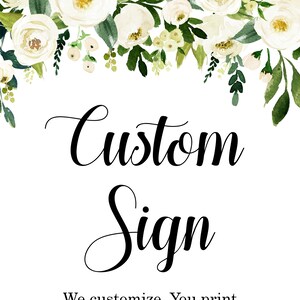 Greenery Floral Custom Sign Customized Text Table Sign - Etsy