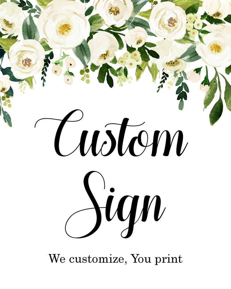 Greenery Floral Custom Sign Customized Text Table Sign | Etsy