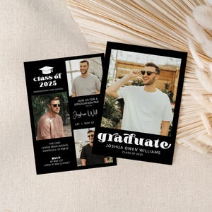 Editable Graduation Announcement Retro Grad Photo Card Class of 2025 ...