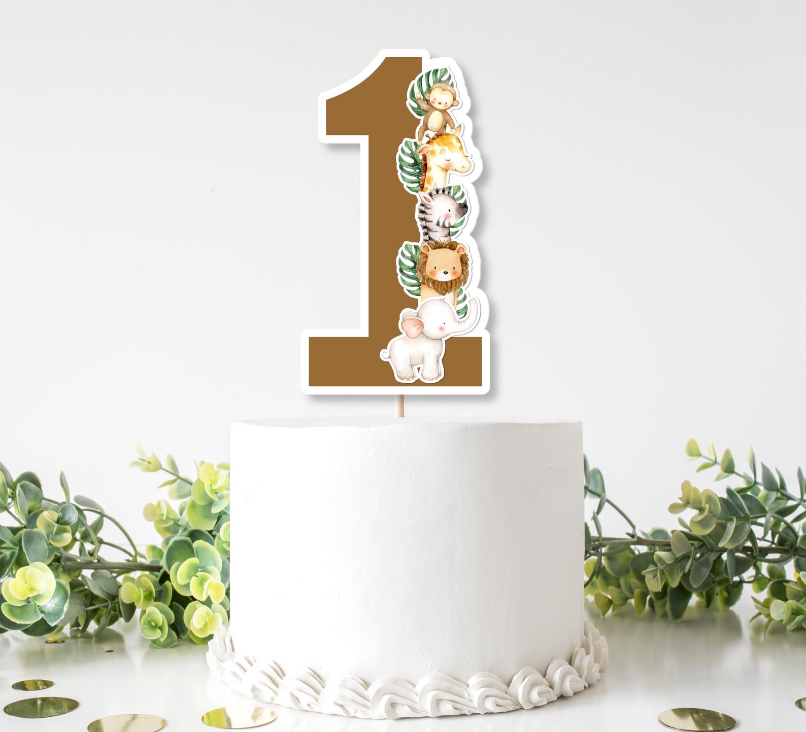 PRINTABLE Jungle Number 1 Cake Topper Jungle First Birthday - Etsy
