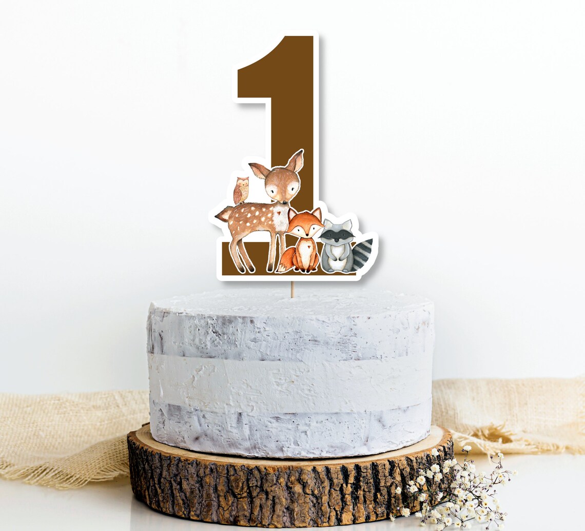 PRINTABLE Woodland Number 1 Cake Topper Woodland First - Etsy