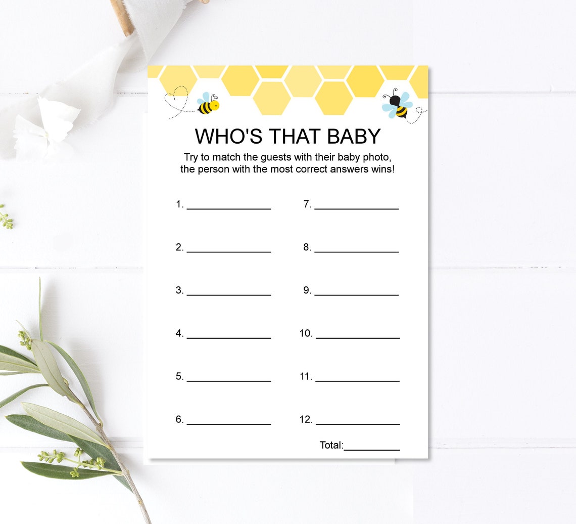 Who's That Baby Picture Game Bee Baby Shower Game Bumble - Etsy