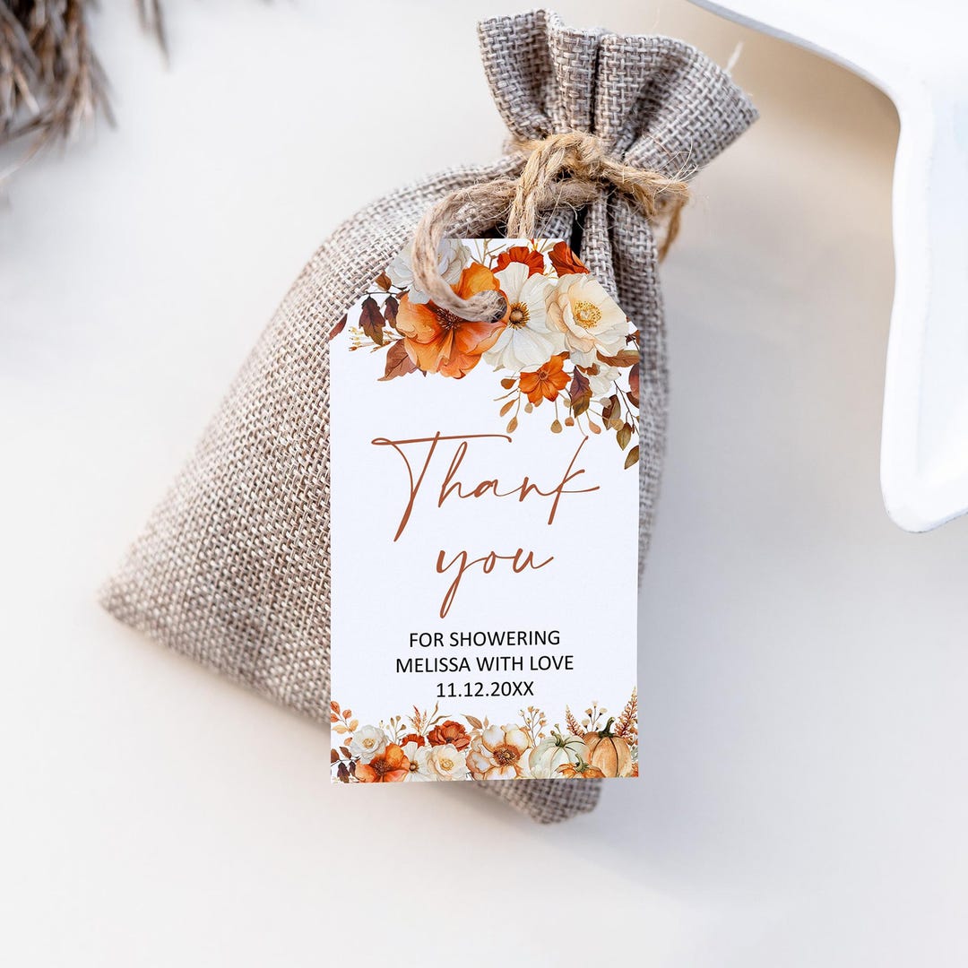 Editable Fall Thank You Tag Template Fall Party Favor Tag Fall Bridal ...