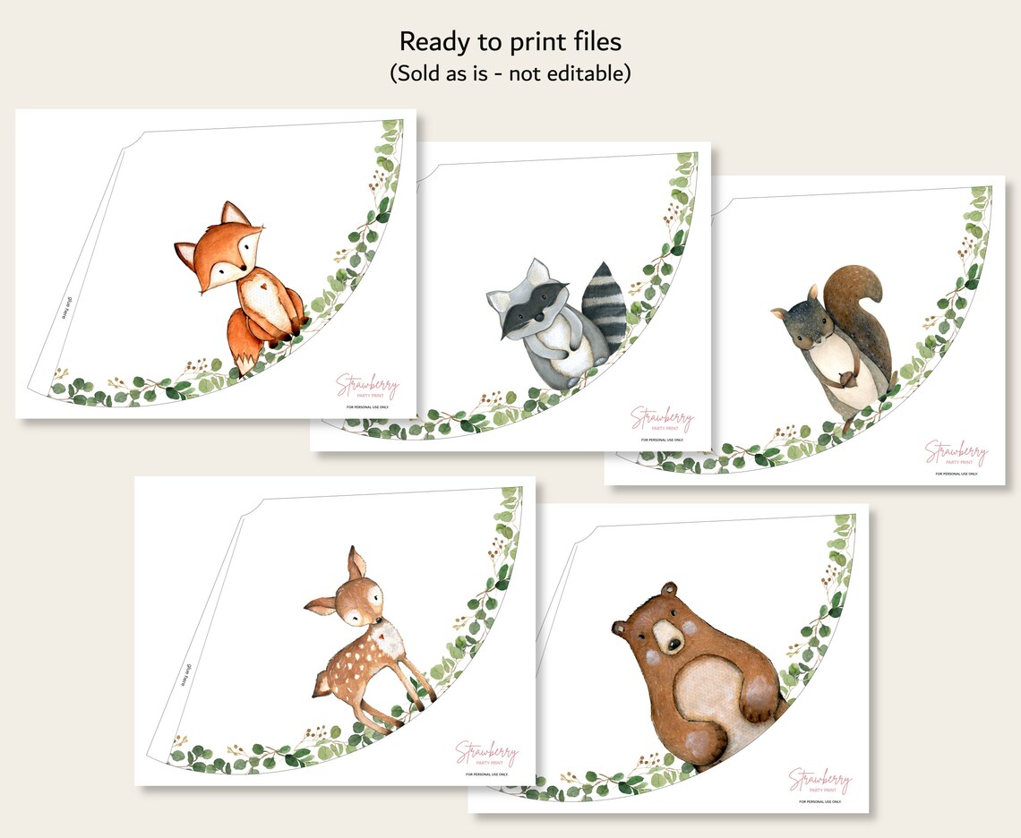 PRINTABLE Party Hats Woodland Animals Forest Party Woodland - Etsy