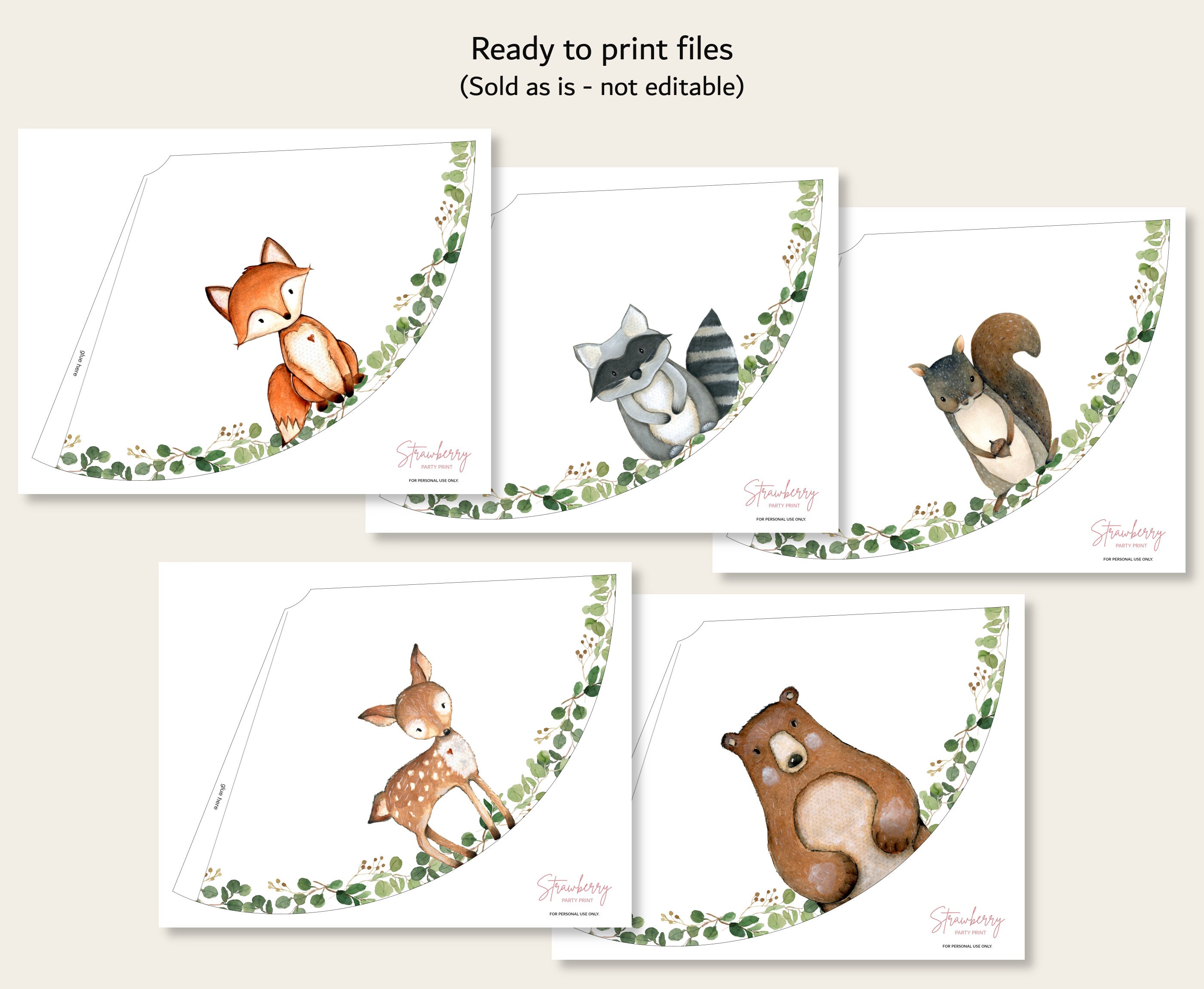 PRINTABLE Party Hats Woodland Animals Forest Party Woodland - Etsy