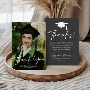 Editable Graduation Thank You Card Photo Graduation Thank You Note Card ...