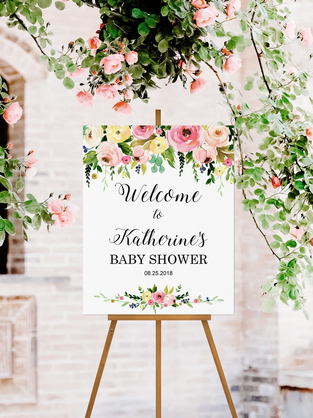 CUSTOM Floral Baby Shower Welcome Sign Garden Baby Shower Welcome ...