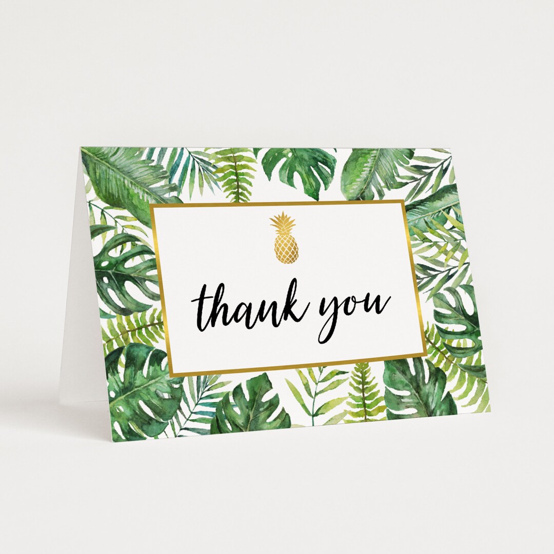 Tropical Theme Thank You Card Hawaiian Luau Thank You Note Card ...