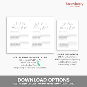 Editable Who Knows Mommy Best Game Minimalist Modern Baby Shower Game ...