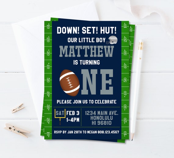 Football Birthday Invitation First Birthday Invitation Sports NFL ...