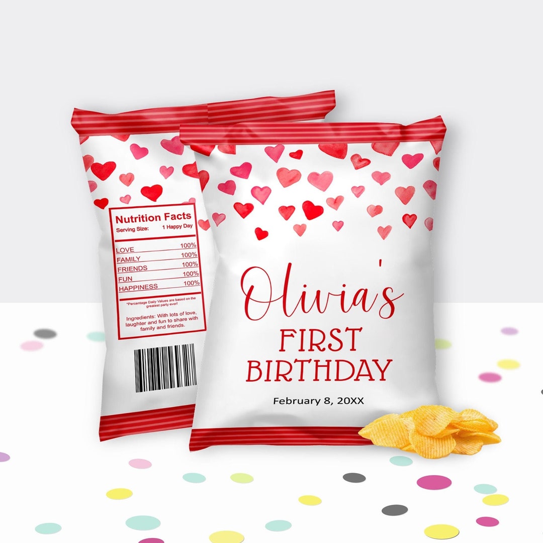 Editable Valentine's Day Chip Bag Label Template Valentine Birthday ...
