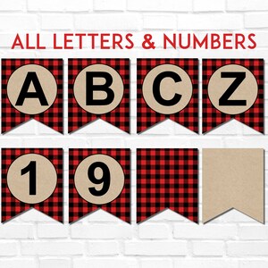 Lumberjack Printable Banner A-Z Alphabet & Numbers Buffalo Plaid ...