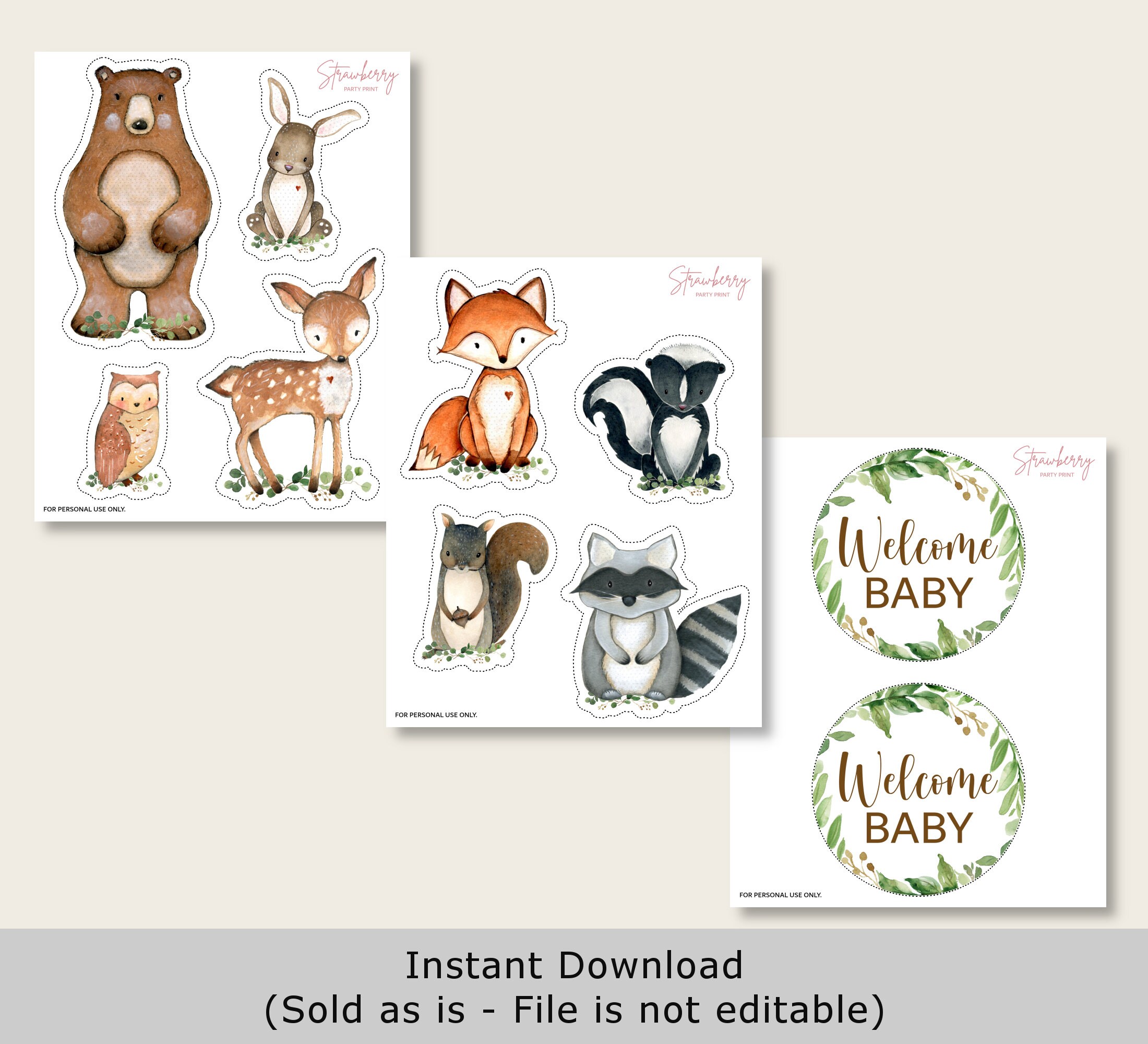 PRINTABLE Woodland Animals Centerpieces Woodland Baby Shower - Etsy