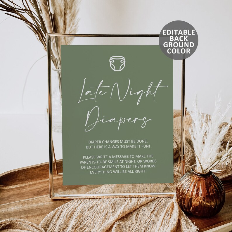 Editable Late Night Diapers Sign Diaper Notes Template Minimalist ...