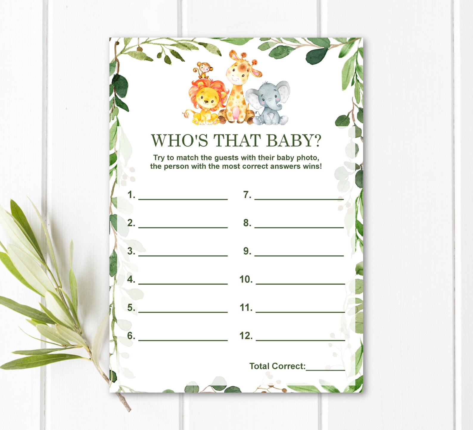Who's That Baby Game Guess the Baby Picture Jungle Baby - Etsy