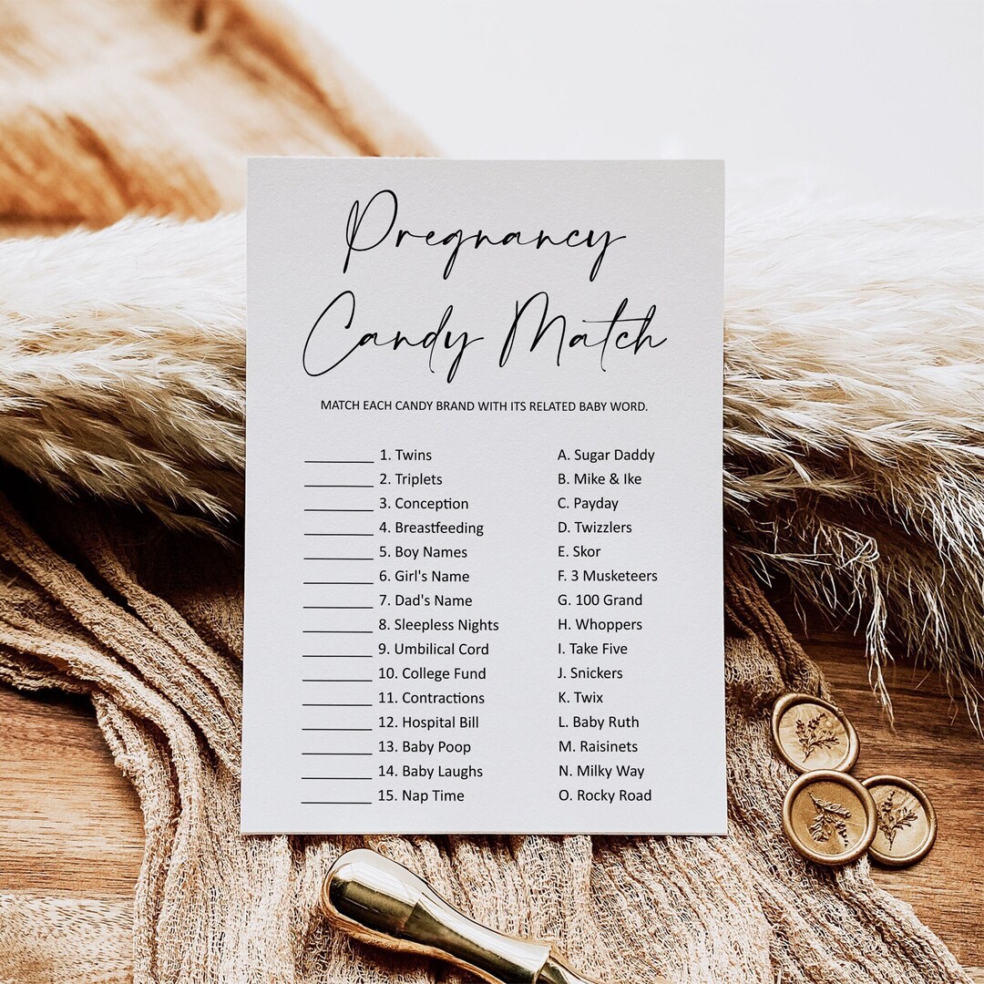 Editable Pregnancy Candy Match Game Baby Shower Candy Bar Game ...