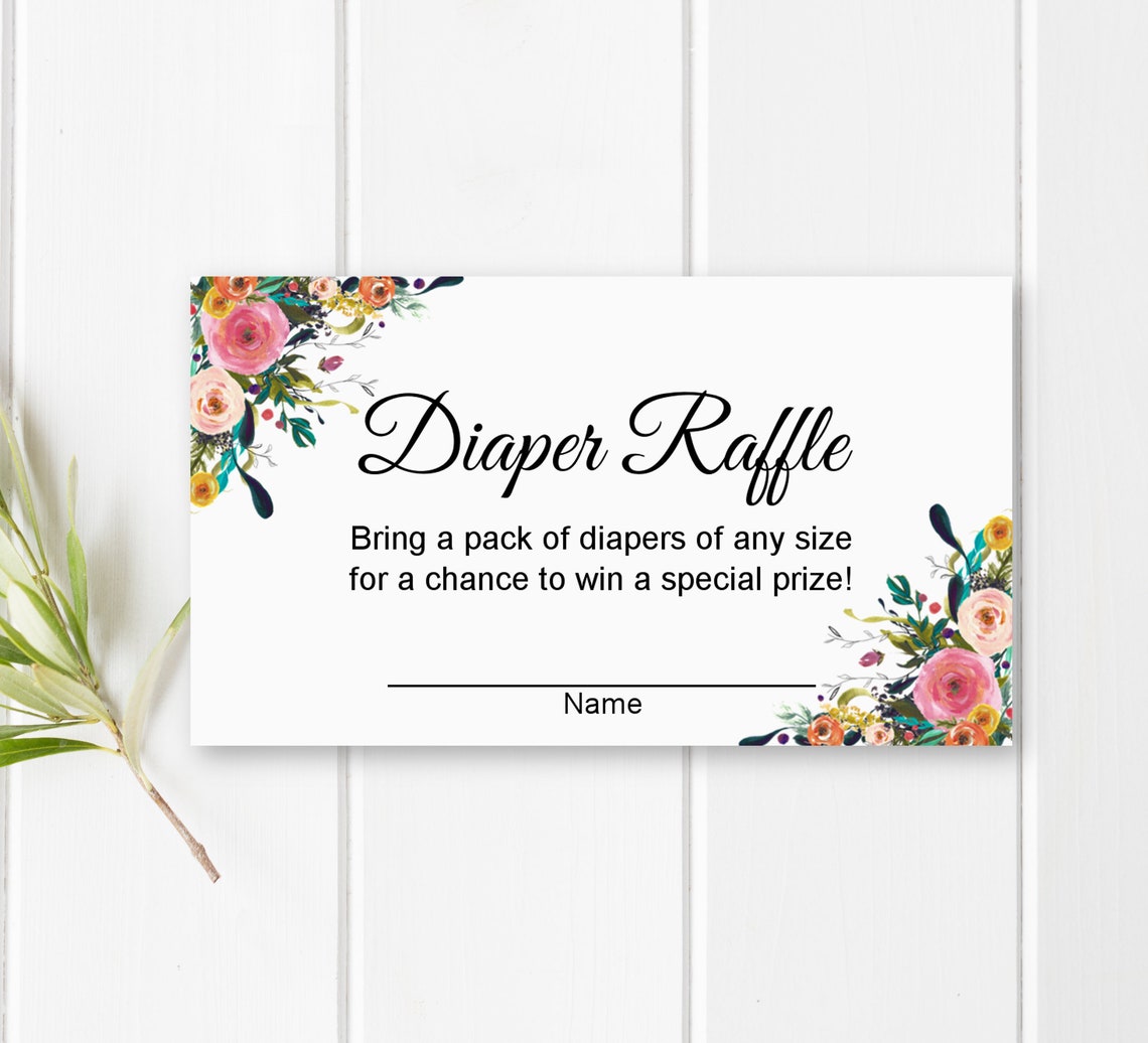 Diaper Raffle Cards and Sign Baby Shower Game Printable - Etsy