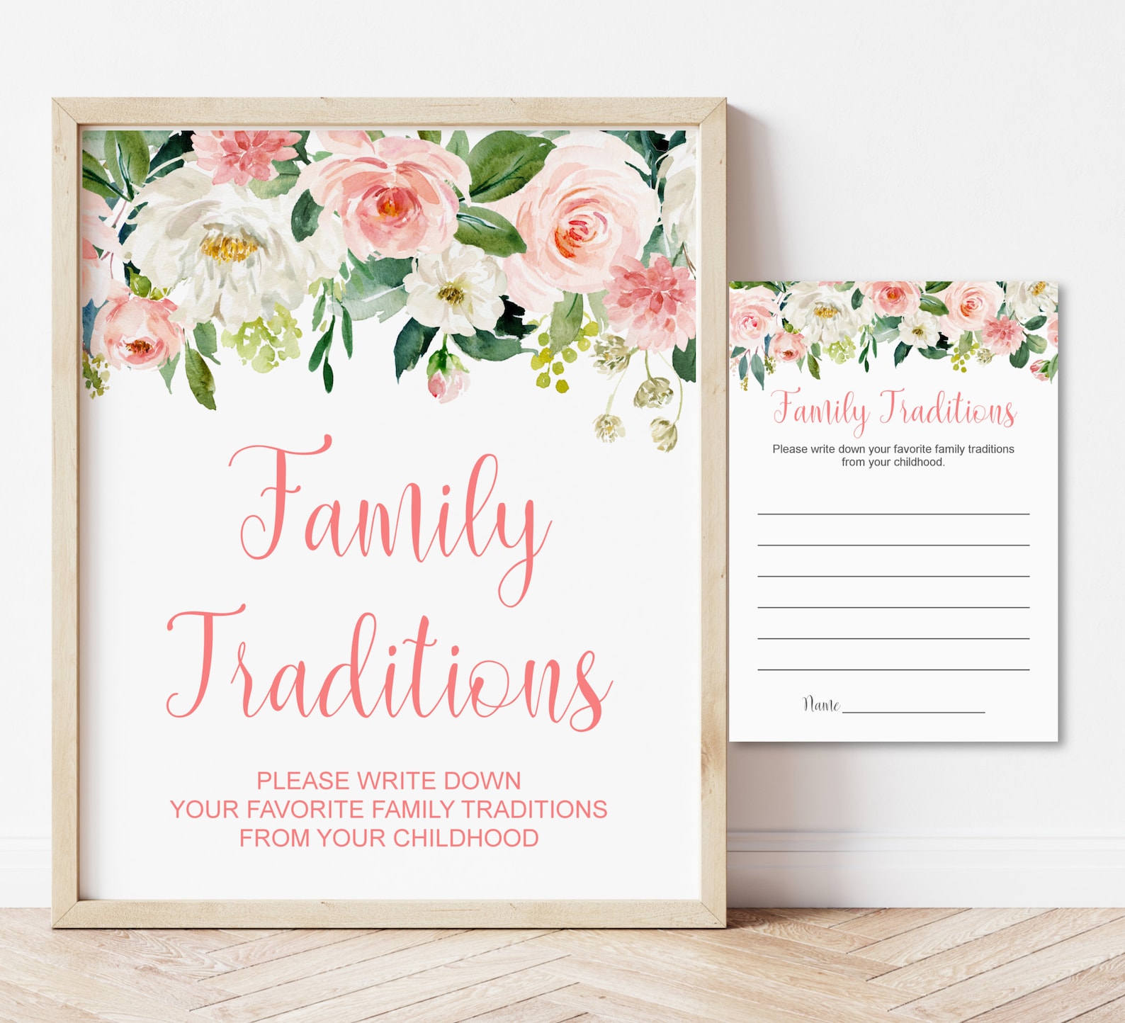 Family Traditions Cards and Sign Blush Pink Baby Shower Game | Etsy