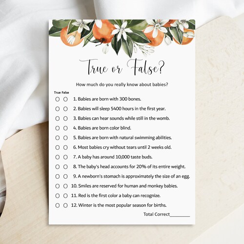 Orange Twins Trivia Citrus Baby Shower Trivia Game Printable - Etsy