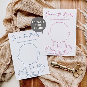 Editable Draw the Baby Game Baby Shower Game Template Minimalist Modern ...