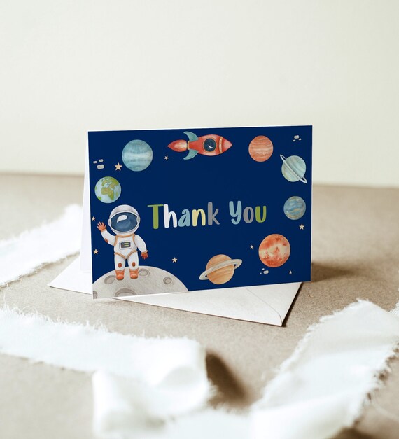 Space Thank You Card Galaxy Thank You Card Folded Note Card Outer Space ...