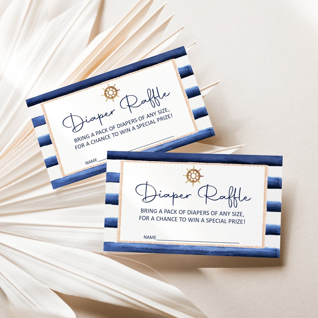 Diaper Raffle Cards Nautical Baby Shower Game Ahoy It's a Boy Baby ...