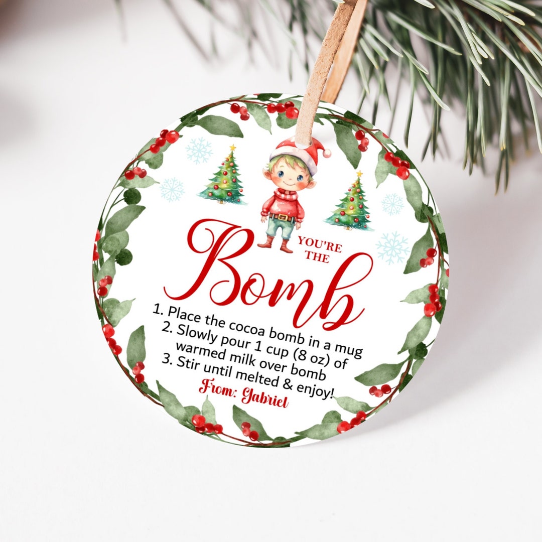 Editable Christmas Hot Chocolate Bomb Tags Hot Cocoa Bomb Instruction ...