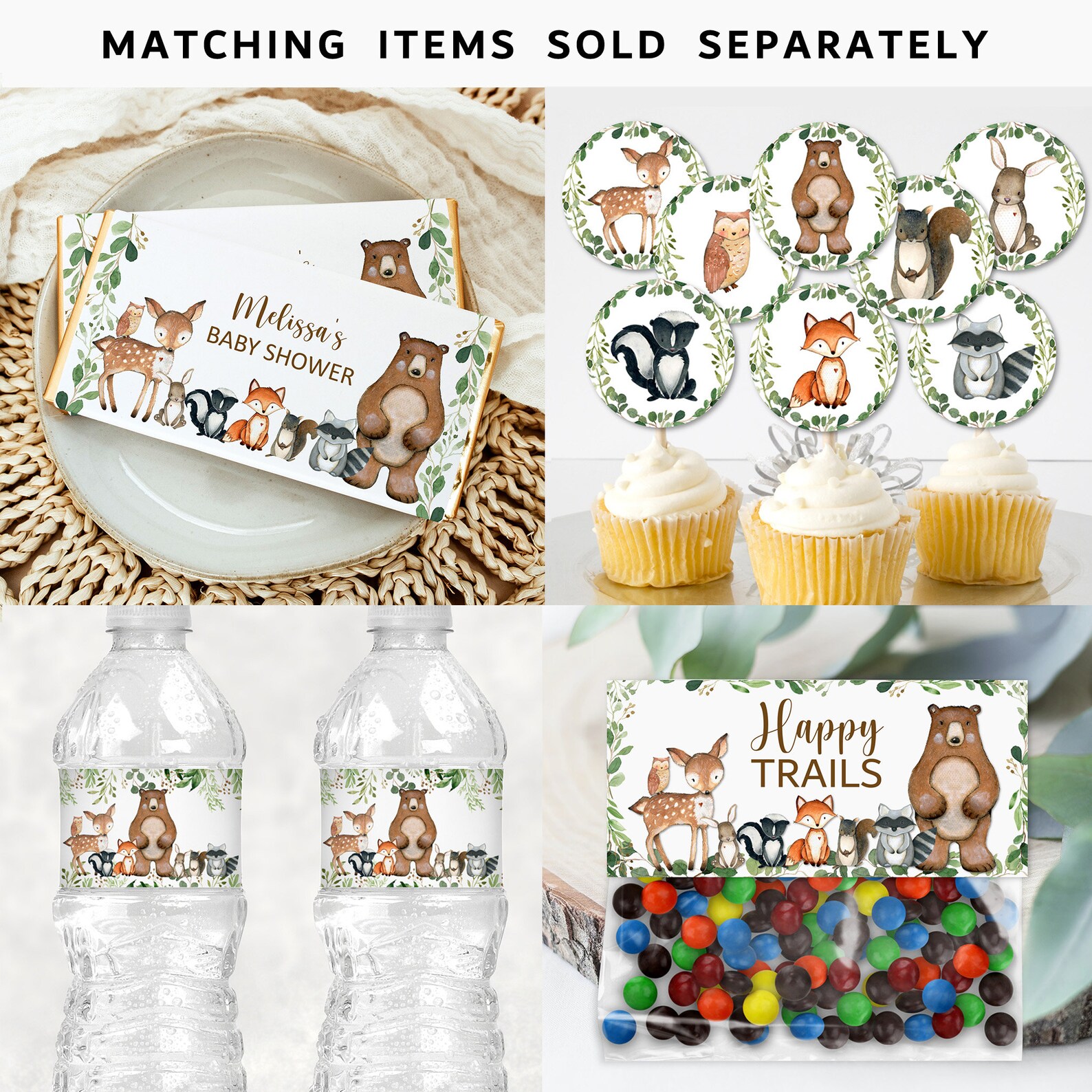 PRINTABLE Woodland Animals Centerpieces Woodland Cutouts Woodland Cake ...