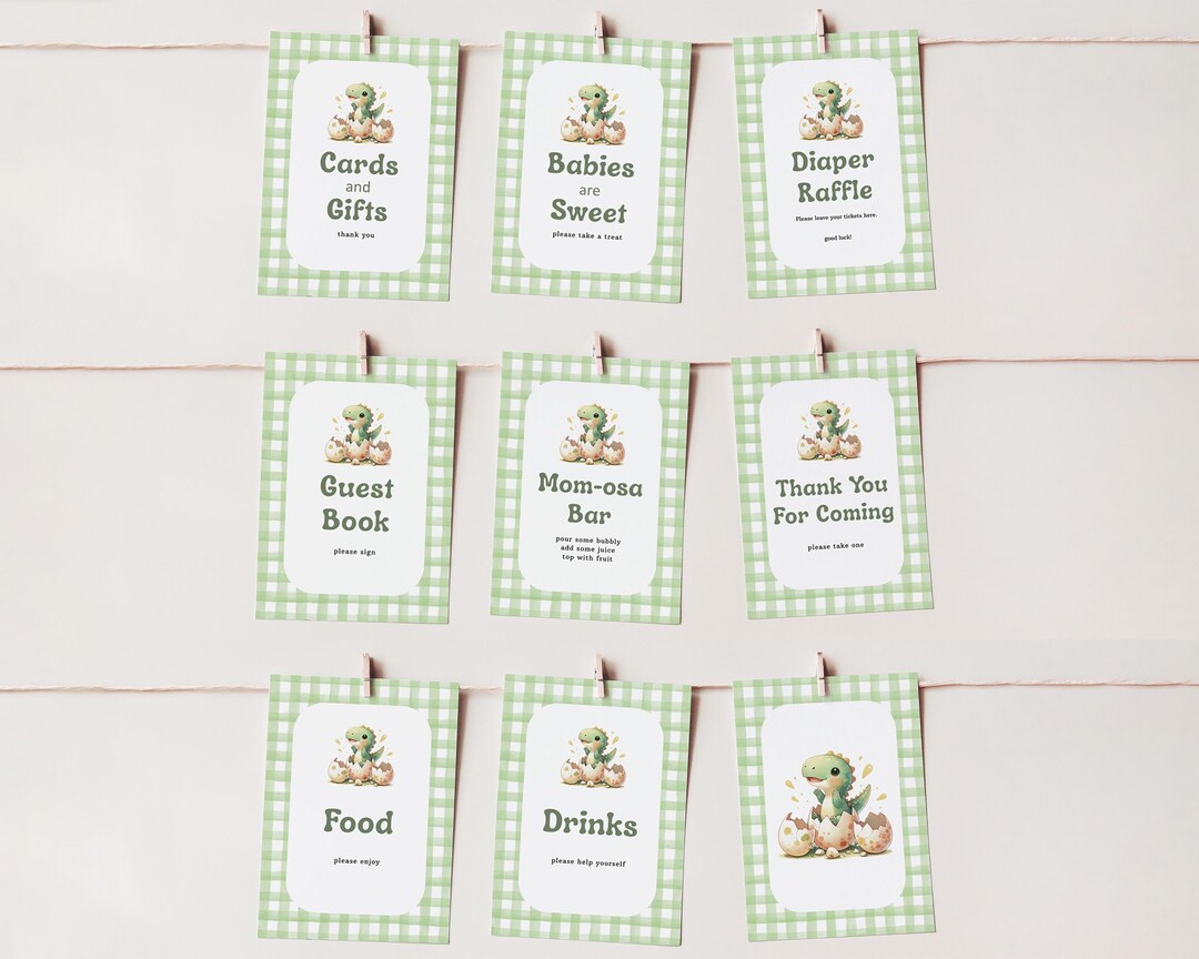 Editable Dinosaur Baby Shower Signs Hatching Soon Baby Dino, Green ...