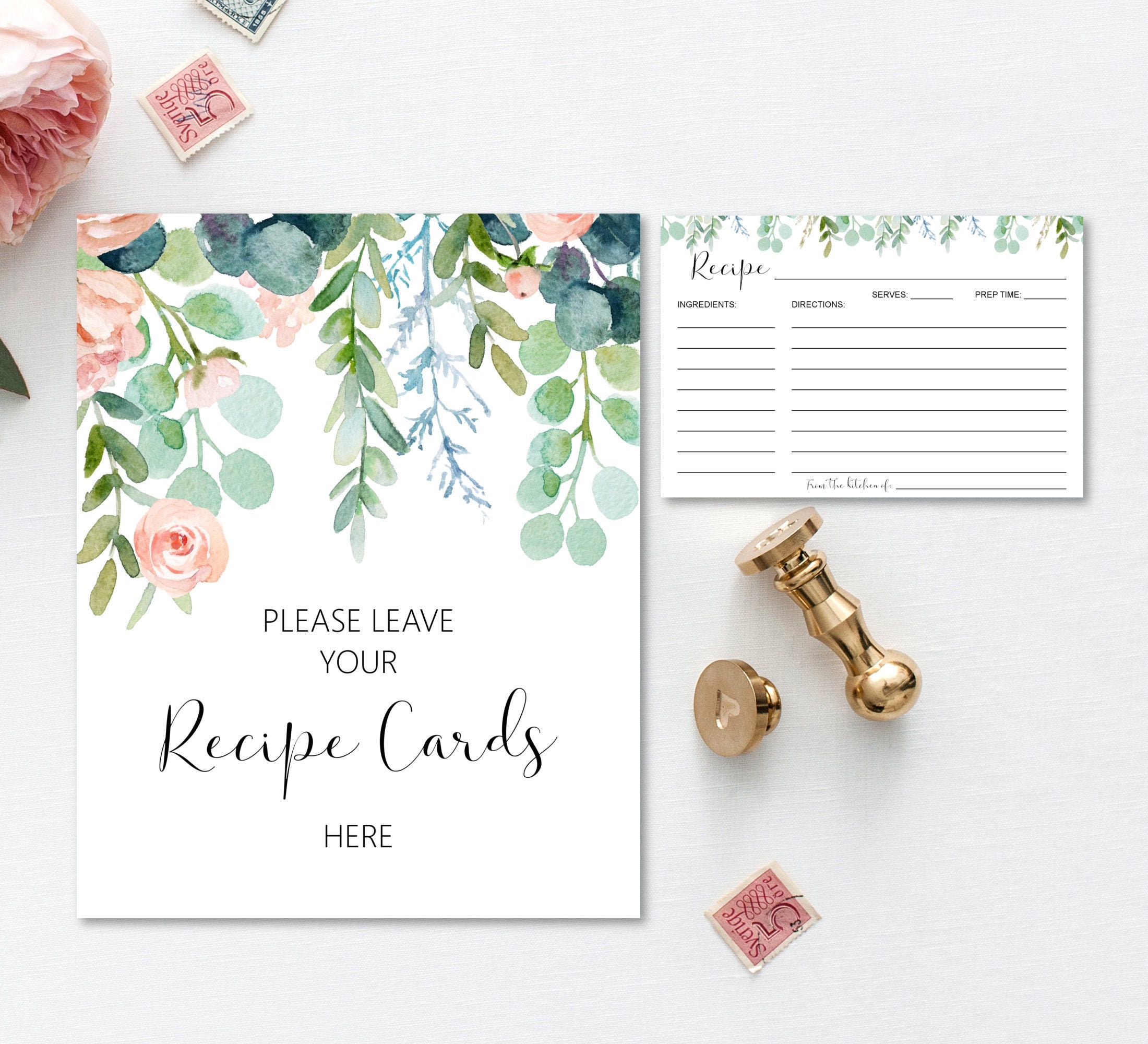 Boho Recipe Cards Printable Boho Chic Bridal Shower Recipe - Etsy