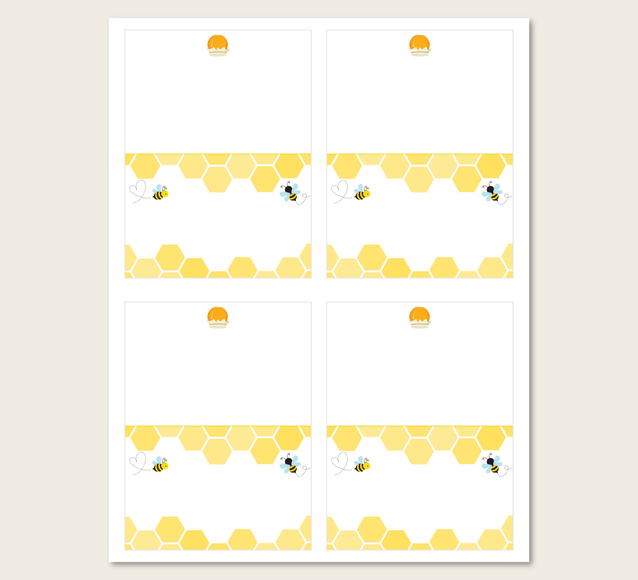 Bumble Bee Food Label Editable Place Card Template Buffet Tent - Etsy India