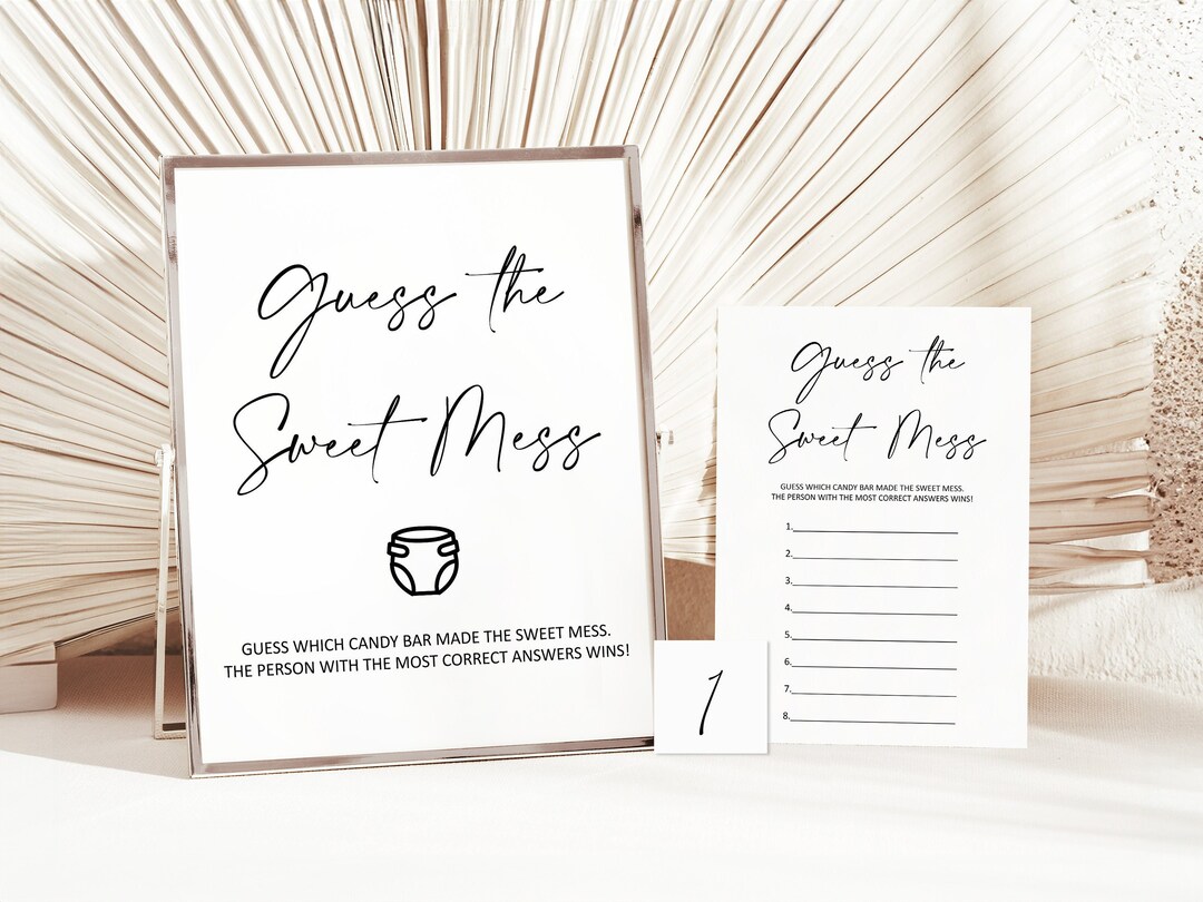 Editable Guess the Sweet Mess Game Dirty Diaper Game Minimalist Modern ...