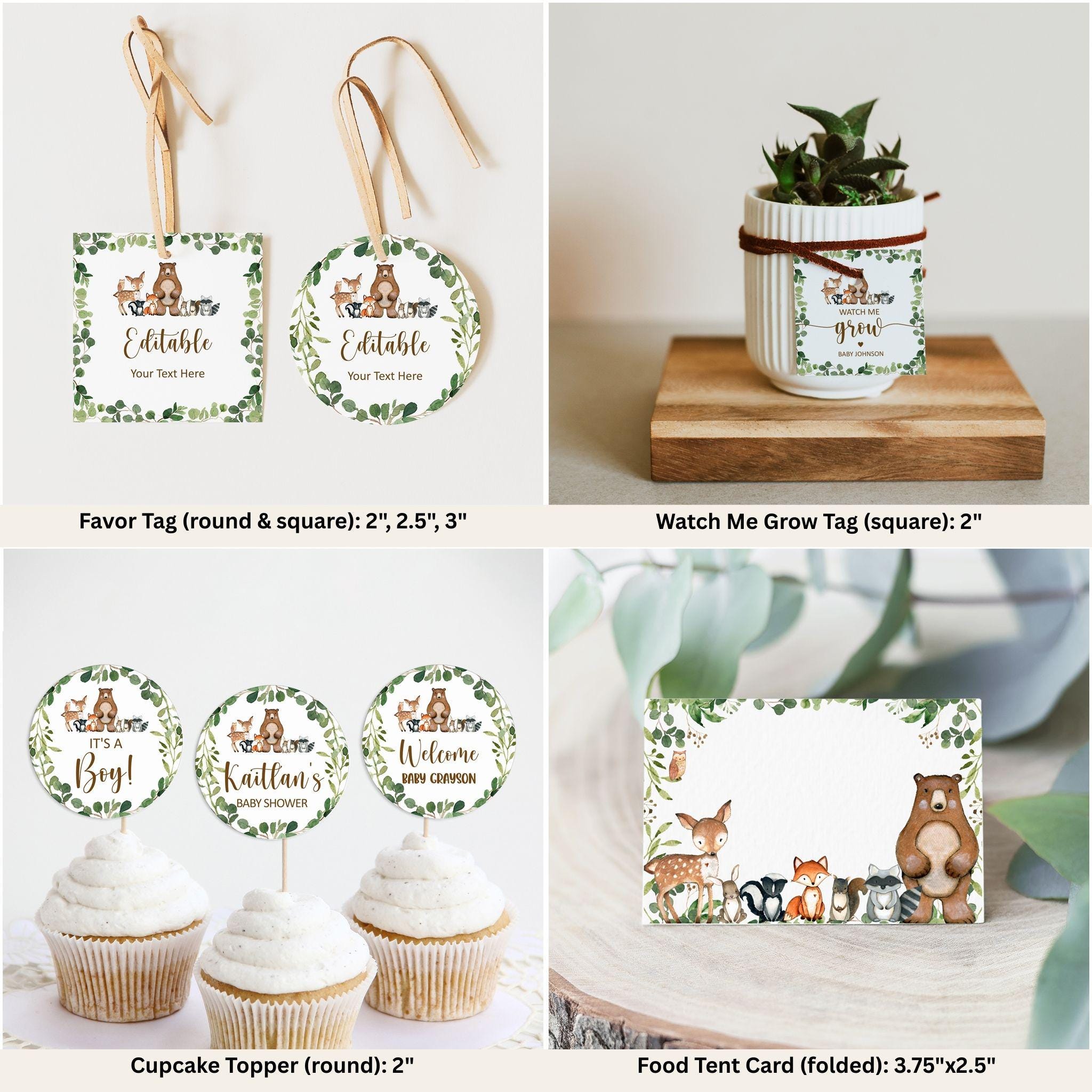 Editable Woodland Animal Baby Shower Bundle - Printable Invitation Set ...